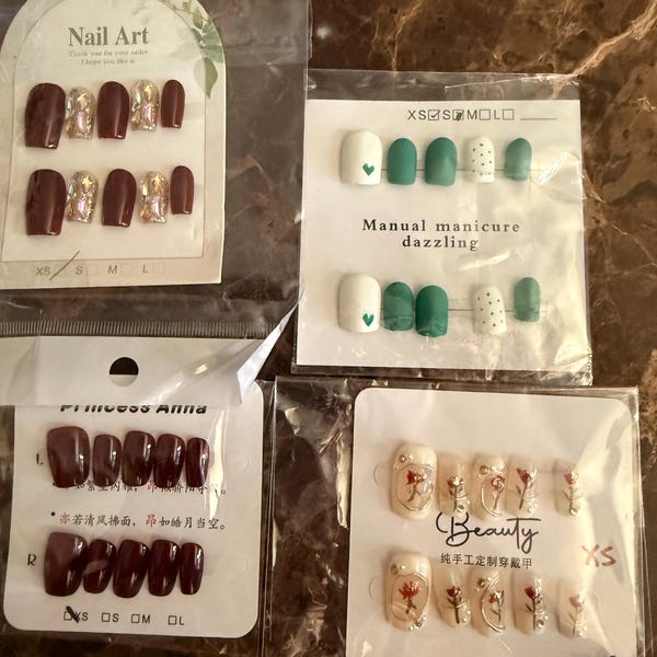5 Sets Press on Nails Mystery Box Nails Surprise Box Press on Nails ...
