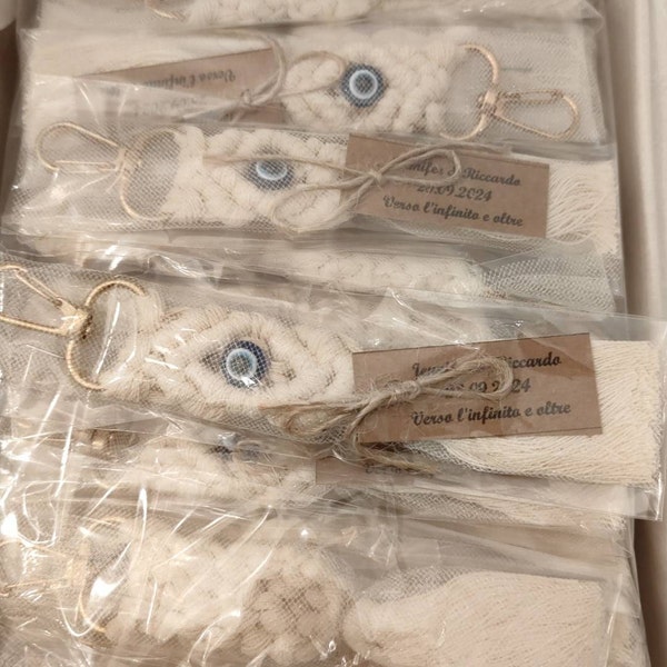 Macrame Key Chain Boho Custom Name Bridal Shower Gift & Guest Favors Name Tag Bridesmaids ...