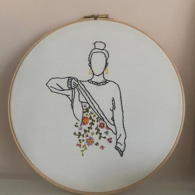 Floral Lady Hand Embroidery Pattern / Easy Digital PDF Download ...