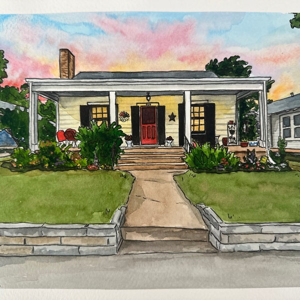 Custom Hand Painted House Portrait - Etsy