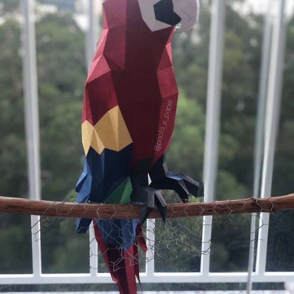 Macaw, Parrot, Paper Craft, Digital Template, Origami, PDF Download DIY ...