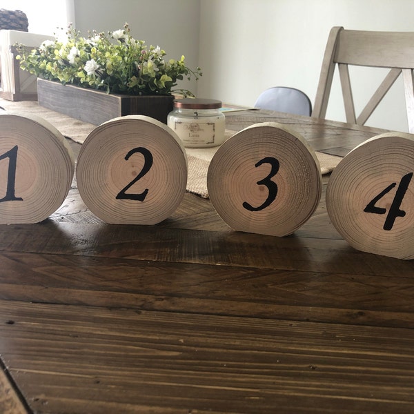 Log Slice Table Numbers, Rustic Wedding, Wooden Numbers, Boho Woodland ...
