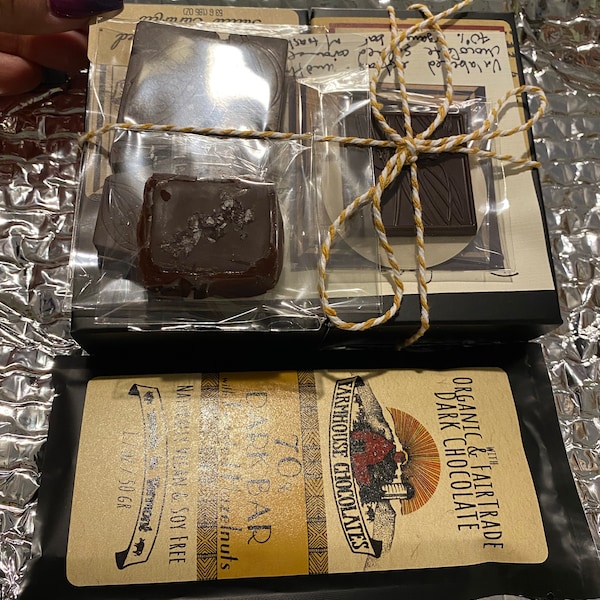 4 Piece Box Chocolate Covered Salted Caramels (dark Chocolate, Organic ...