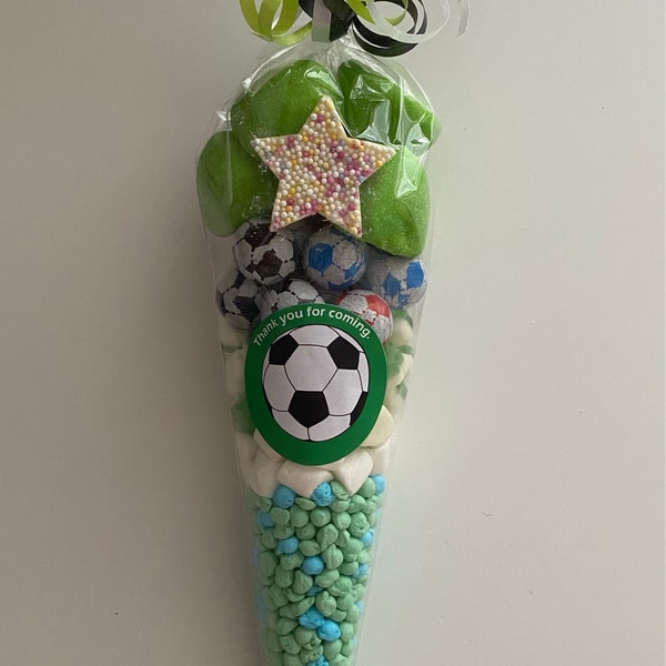 Personalised Football Birthday Stickers for Party Thank You Sweet Cone ...