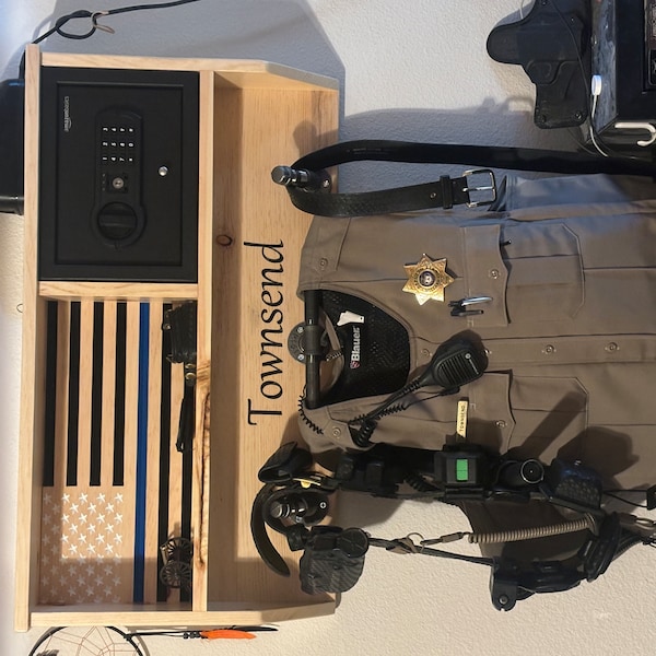 Police Duty Gear Rack - Vest Holder - Thin Blue Line Warrior Rack ...