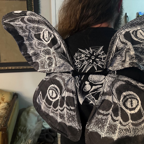 Halloween Mothman Costume Wings for Women - Black and White Moth Wings ...