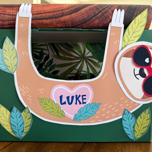 Sloth Printable Box Kit | DIY Valentine Box Decor Kit for Valentine's ...
