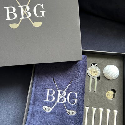 Personalised Golf Gift Box Set Embroidered Golf Towel, Golf Repair Tool ...
