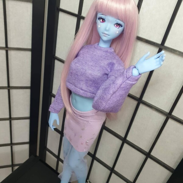 SLIM MSD BJD Minifee 1/4 Frozen Blue Midi Skirt - Etsy