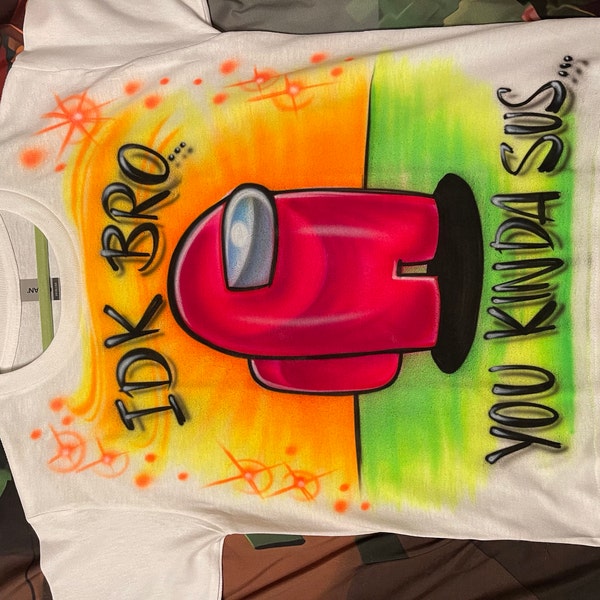 Airbrushed Among Us Design Shirt With Personalized Lettering - Etsy