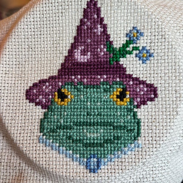 Frog Witch Cross Stitch Pattern, Witch Decor, Halloween Cross Stitch ...