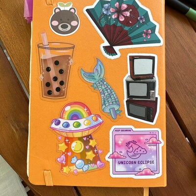 Rainbow UFO Sticker Transparent Sticker Vinyl Sticker Die Cut Sticker ...