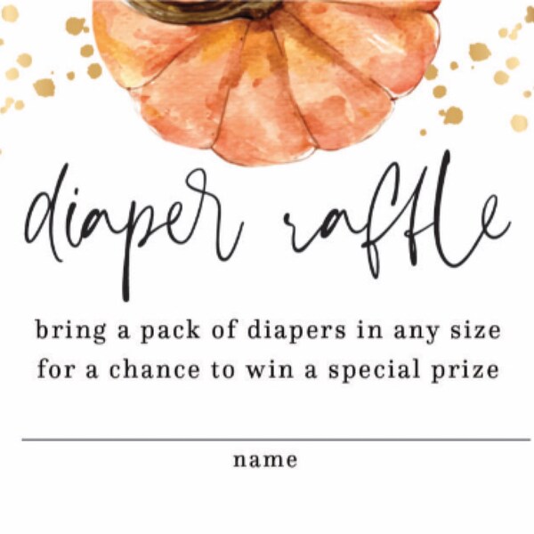 Pumpkin Baby Shower Diaper Raffle Insert Card, Diaper Raffle Ticket ...