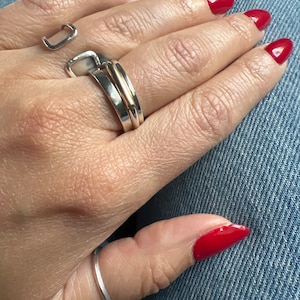 Large Square Ring, Ring Set 2, Chunky Square Ring, Stacking Rings, Wide ...