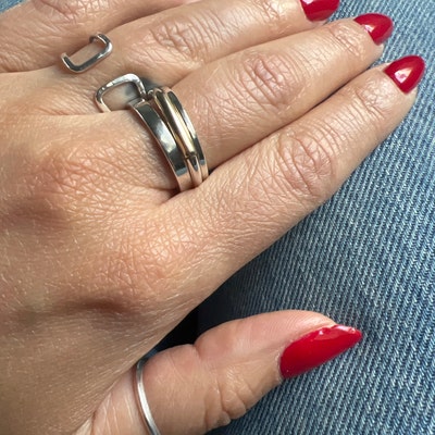 Gold and Silver Rings 3 Stacking Rings, 14k Gold, Sterling Silver Ring ...