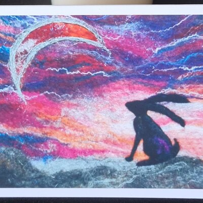 The Fable of the Moon and the Hare Blank Greetings Card, Hare & Full ...