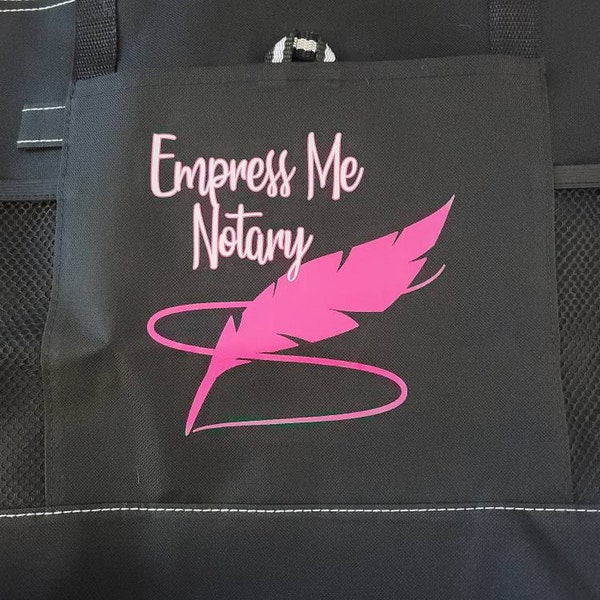 Personalized Notary Feather Tote Bag With Mesh Pockets, Gift for Notary ...