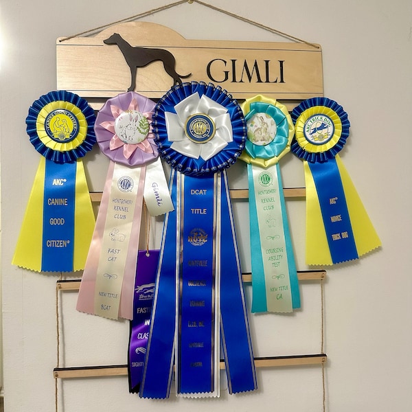 Personalized Dog Show Ribbon Holder: Engraved Wall Hanging Display - Etsy