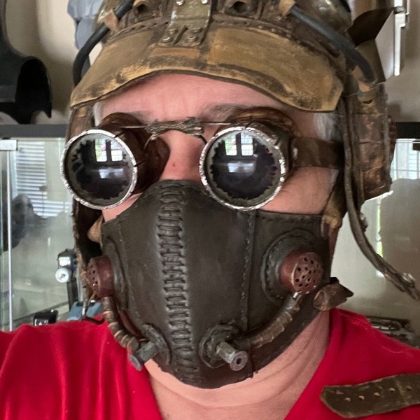 Leather Headphone Helmet - Post Apocalyptic Cap - Aviator Cap - Pilot ...