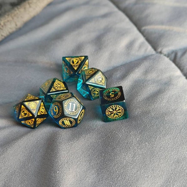 Full Dnd Dice Set | Satin Finish Dice | Rainbow Matt Glass| Dnd Gift ...