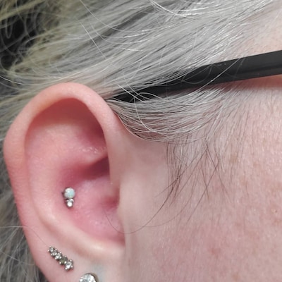 14K Solid Gold Vertical Helix Piercing/hidden Rook Dangle Earring ...
