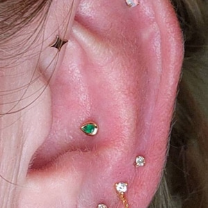 NEW 14K Solid Gold Vertical Helix Chain Piercing Unique Gold Barbell ...