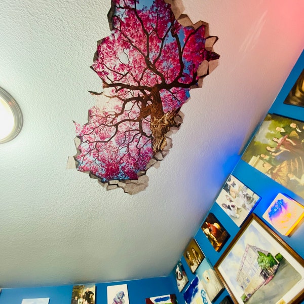 Sakura Cherry Tree Ceiling - 3d Wallpaper - 3d Wall Decals - 3d Printed ...