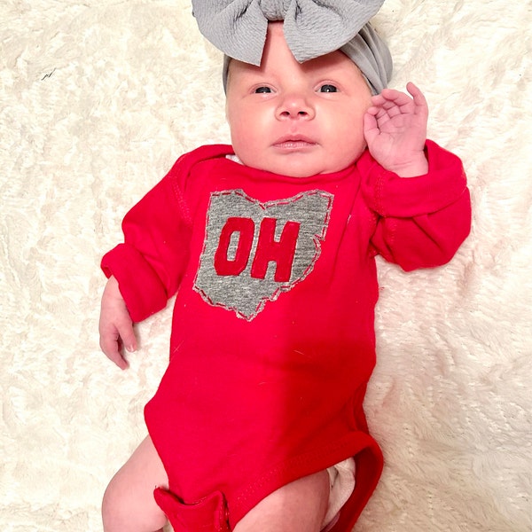 Red Baby Bodysuit With OH Front, IO Back (on Tush), State of Ohio ...