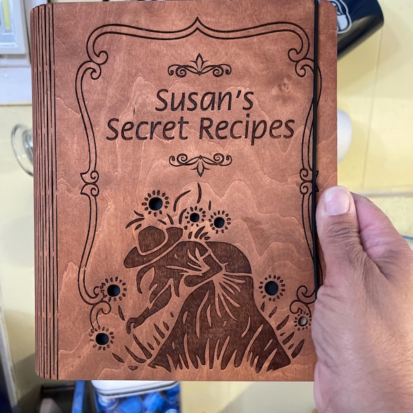 Handwritten Recipe Cookbook, Personalized Wooden Recipe Book, Binder ...