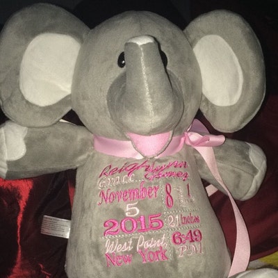 Birth Announcement Stuffed Animal Embroidered Stuffed Animal Baby Gift ...