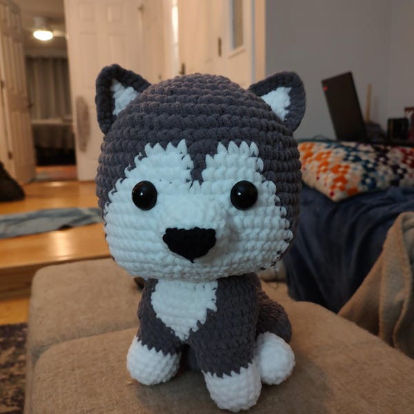 Crochet Dog Pattern Bobo the Husky Puppy Plushie. Amigurumi Dog Pattern ...