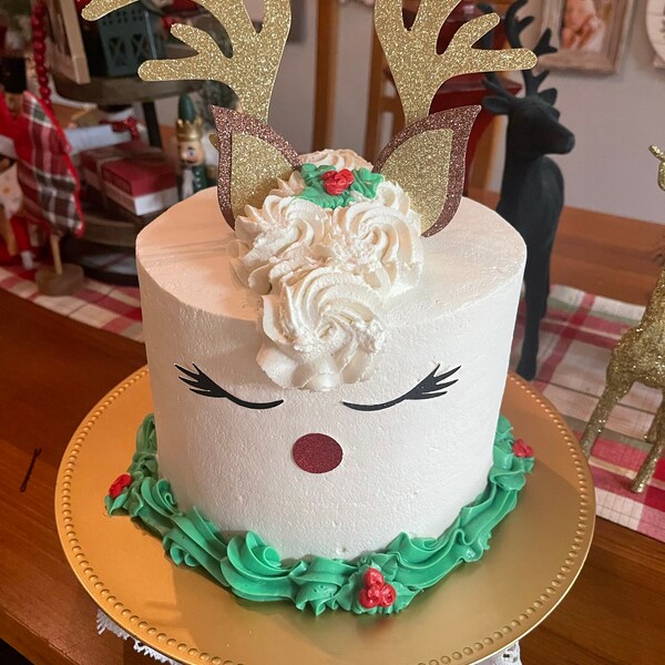 Reindeer Cake Topper, Christmas Cake Toppers, Holiday Cake Topper ...