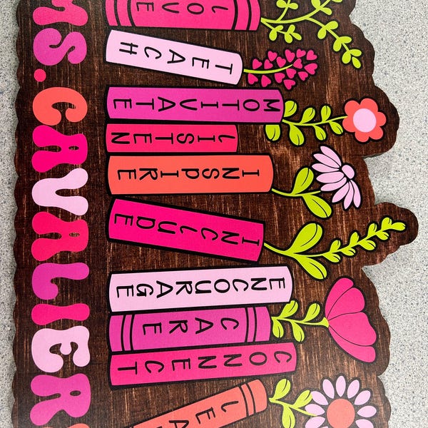 Custom 3D Teacher Door Sign, Teacher Name Sign for Classroom, Floral ...