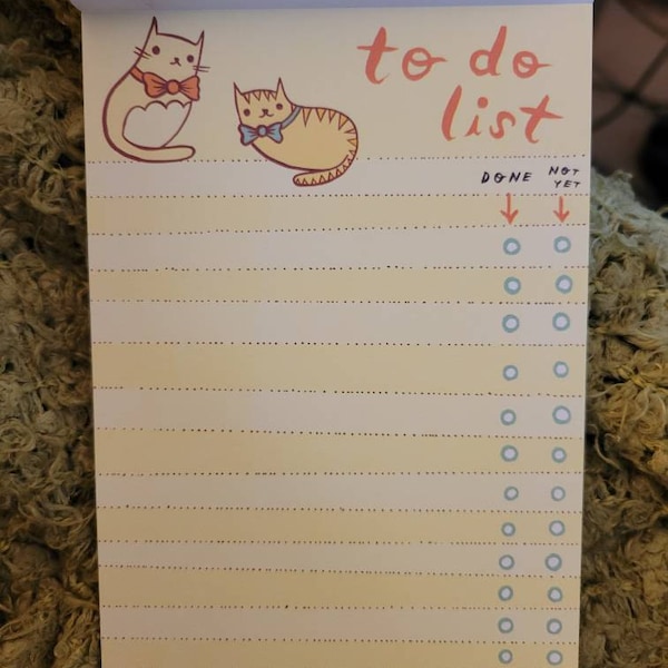 Cat TO DO LIST Notepad by Boygirlparty, Bowtie Kitty Cat Note Pad Memo ...