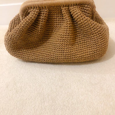 Raffia Colorful Crochet Clutch Bag Straw Knitted Raffia Bag Natural ...