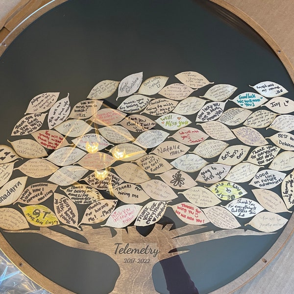Round Guest Book Frame - Alternative Guest Book, Wooden Tree Insert ...