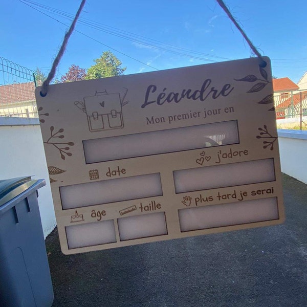 Pancarte rentrée ardoise bois, mon premier jour, dernier école ...