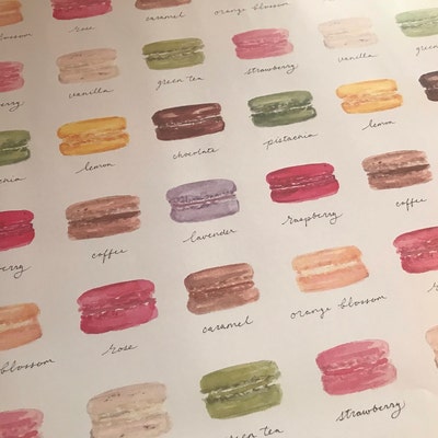 Wrapping Paper Macarons Wrapping Paper, Macaron Flavors, Macarons Gift ...