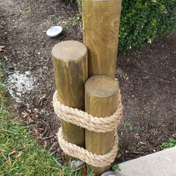 30" Nautical Pilings: Handcrafted Coastal Wood & Manila Rope Decor - Etsy