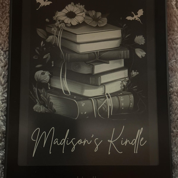 Custom Kindle Lock Screen, Book Stack Romantasy Kindle Screen Saver ...