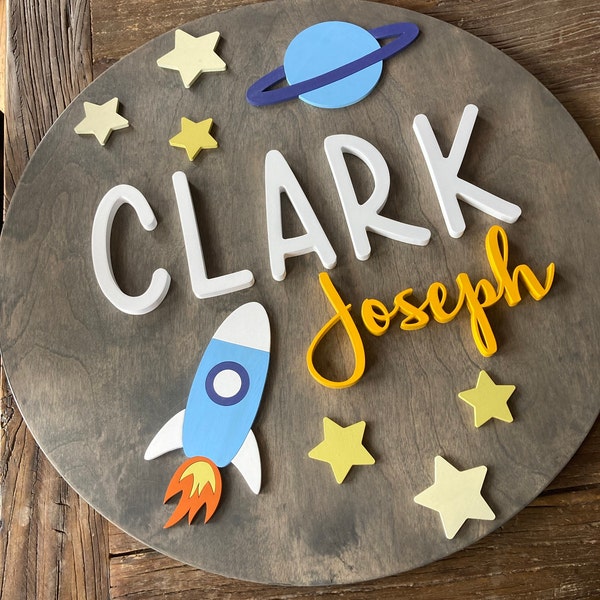 Space Name Sign, Space Theme, 3D Nursery Sign, Outer Space Theme ...