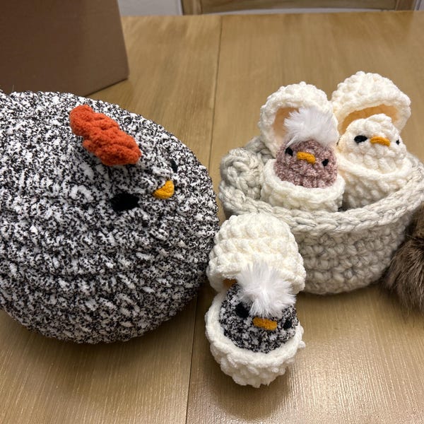 Mama Chicken Plushie - Farmhouse Chicken - Mama and Chicks - Handmade ...