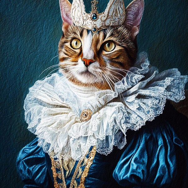 Renaissance Cat Portrait From Photo, Royal Cat Portrait, Cat Portrait ...