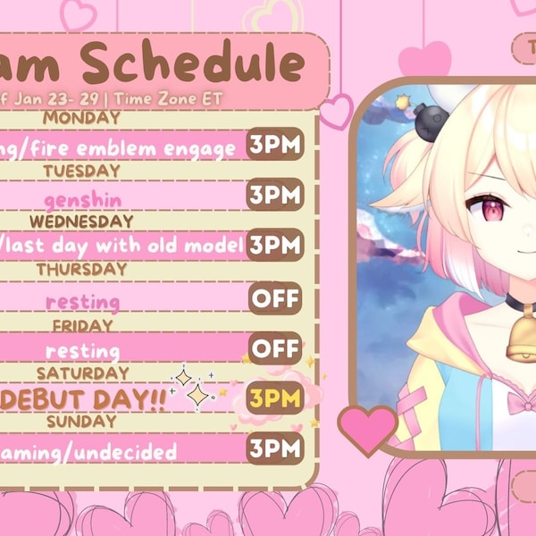 Blue Vtuber Schedule Template Neon Pngtuber Stream Schedule Pack ...
