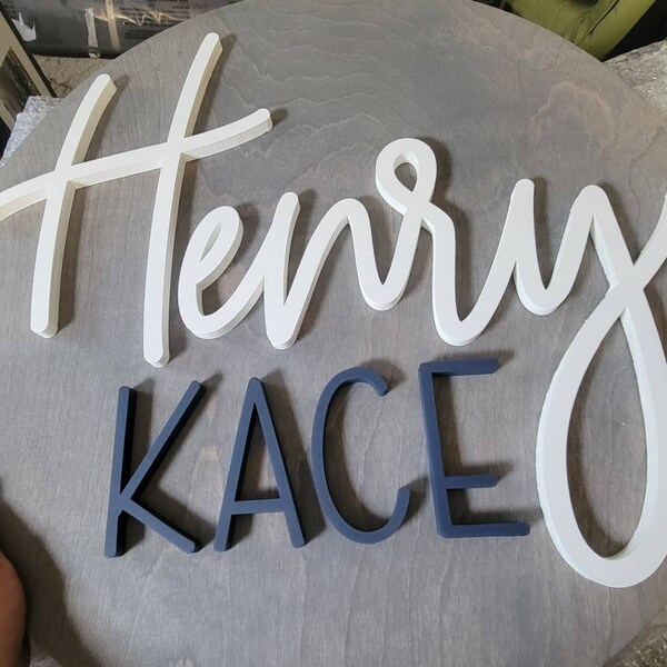 Wooden Name Sign | 3D Name Sign Wood | Round Plaque | Nursery Wall Art ...