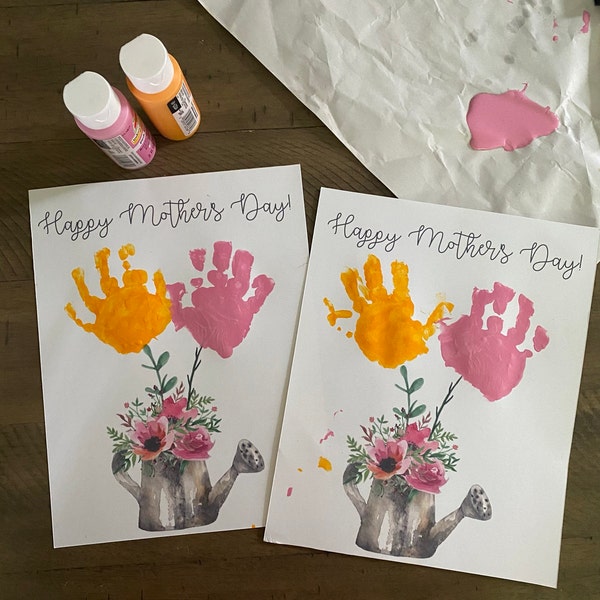 Mothers Day Handprint Craft, Flower Mother's Day Handprint Art, Happy ...