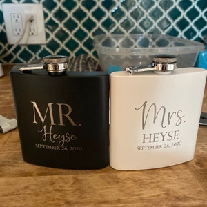 Mr. and Mrs. Flask Set, Bride and Groom Flask Set, Couples Flask Set ...