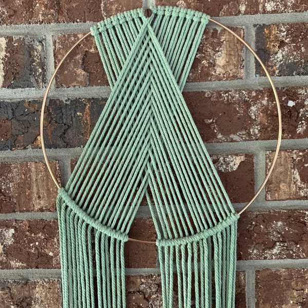 Macrame Pattern Metal Ring Wall Hanging | DIY Modern Boho Hippie ...