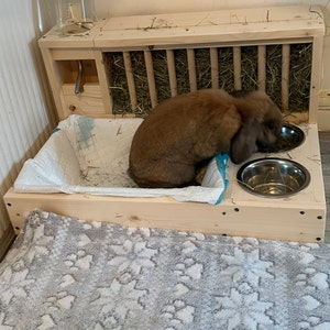 Rabbit Hay Feeder 3 in 1 Hay & Food Bowls With Litter Tray - Etsy UK