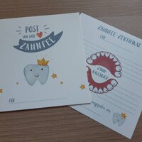 Post von der Zahnfee, Karte mit Zertifikat / Zahnkalender + Umschlag ...